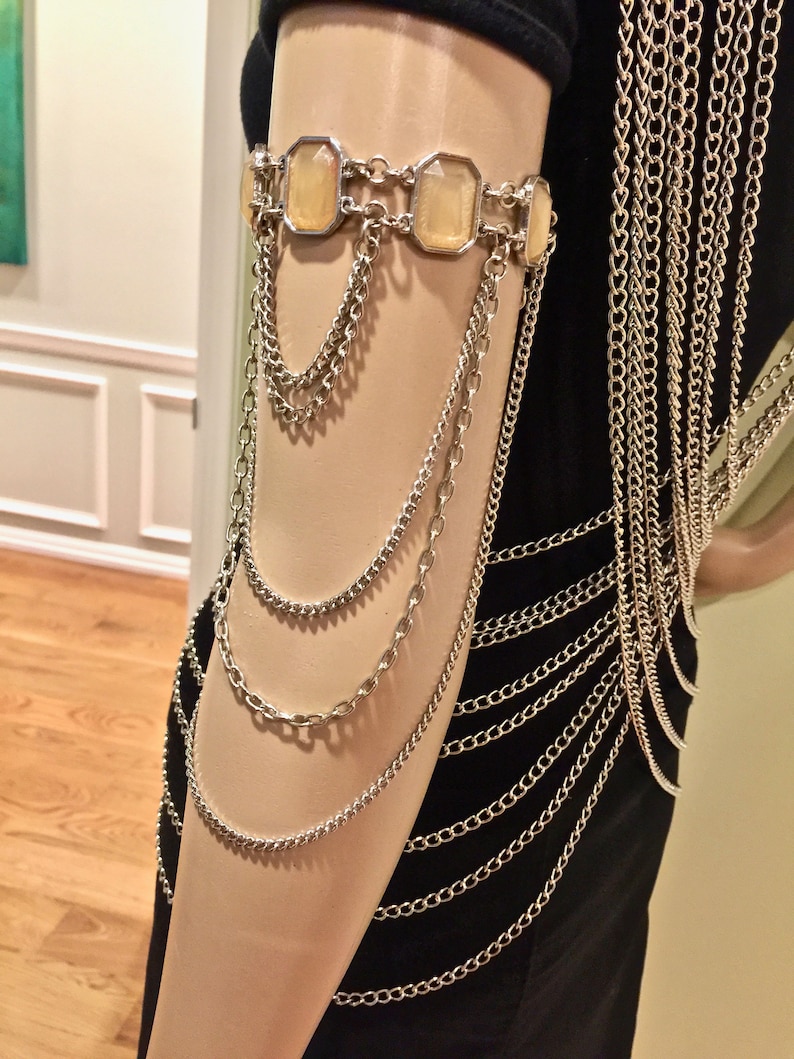 Transparent Tan Tone Armlet. Nickel Free Metal Arm Chain. | Etsy