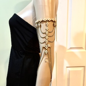 Pearls and Brass Armband, Handmade Upper Arm Bracelet, Arm Chains ...