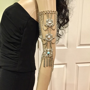 Silver Tone Draped Upper Arm Bracelet, Handmade Armband, Unisex Arm ...