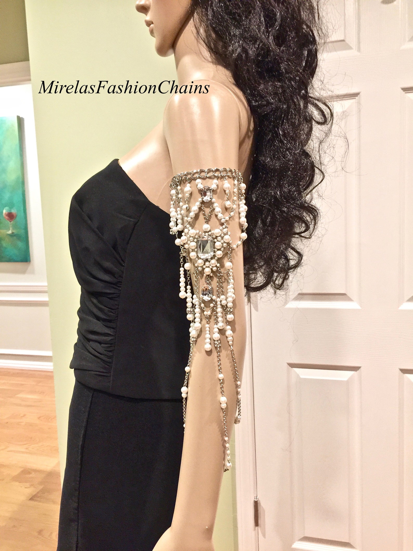 White Pearl Armband Luxurious Handmade Upper Arm Bracelet - Etsy