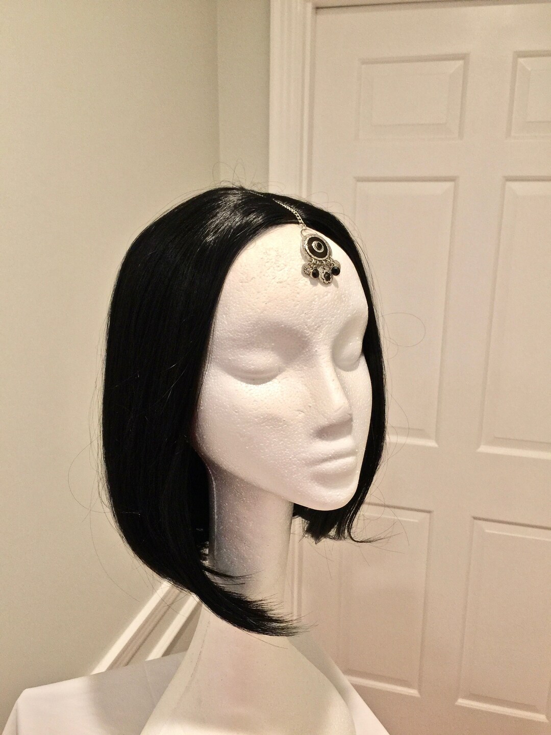 Silver Black Tikka, Forehead Jewelry, Tikka Head Piece, Wedding Hair ...