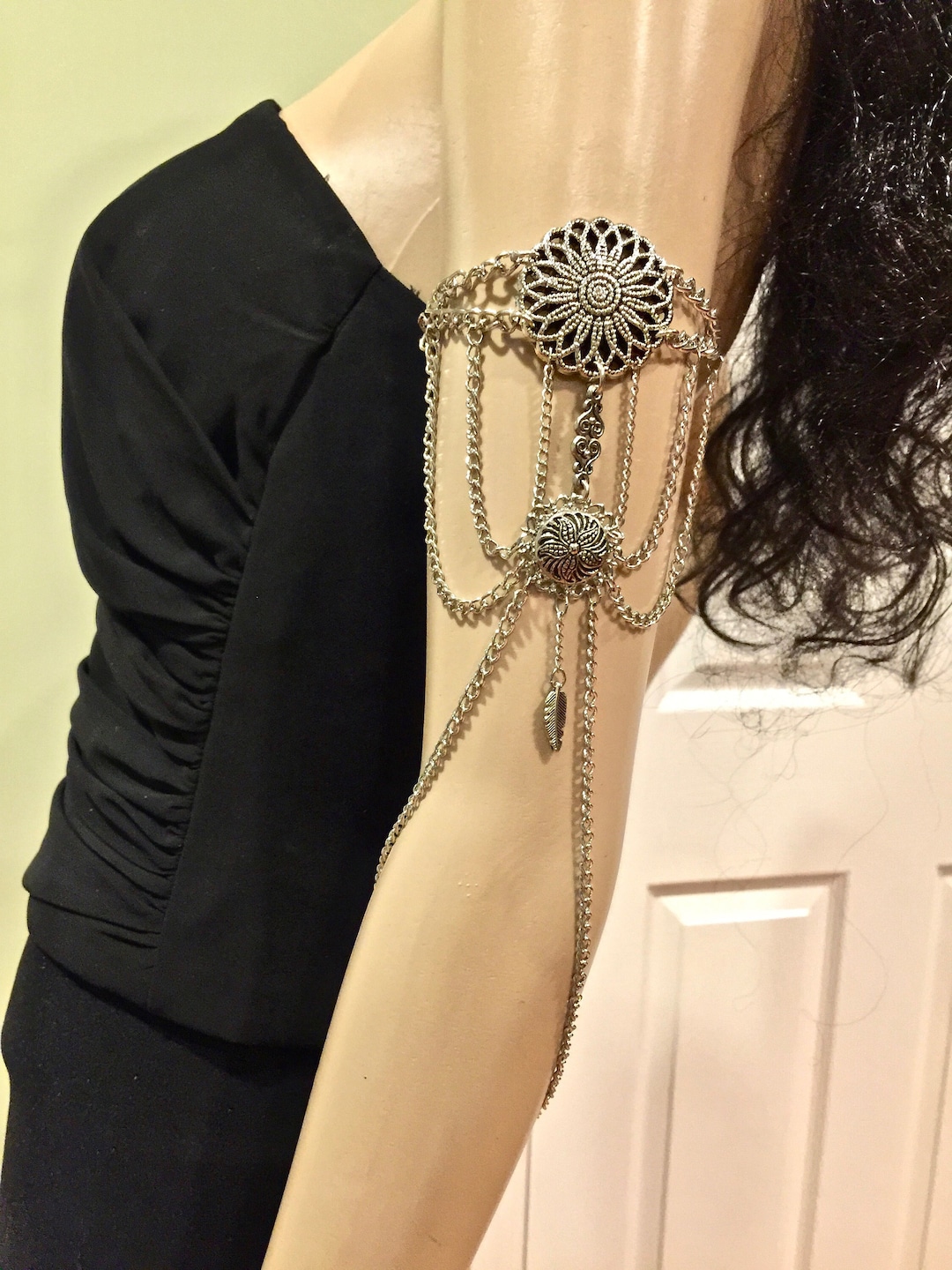 Upper Arm Bracelet, Handmade Silver Color Arm Chains, Body Jewelry ...