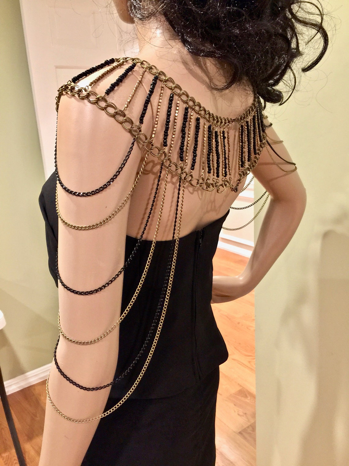 Black & Bronze Shoulder Jewelry. Handmade Draped Shoulder - Etsy