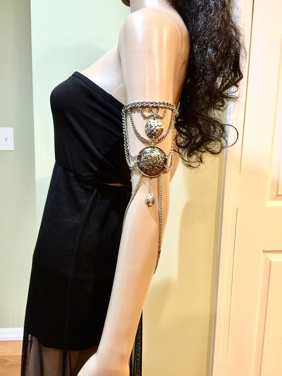 Medieval Arm Chains, Handmade Armband, Silver Metal Upper Arm Bracelet ...