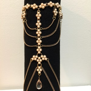 Pearls and Brass Armband, Handmade Upper Arm Bracelet, Arm Chains ...