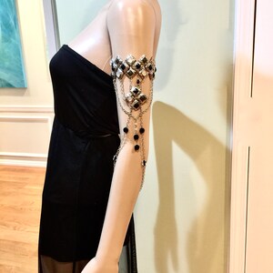 Silver Black Arm Chains, Handmade Armband, Upper Arm Bracelet, Draped ...