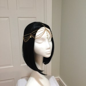 Gold Color Headpiece, Pearl-like Beads Head Jewelry, Modern Cleopatra ...