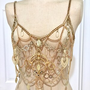 Gold Tone Metal Shirt Shoulder Necklace Handmade Chains - Etsy