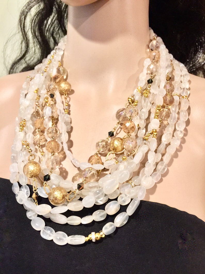 10 Strands Chunky Necklace Multistrand Multicolor Messy - Etsy