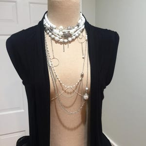 Statement Jewelry, Set of Six Necklaces, Adjustable Chunky Glass Pearls ...