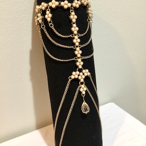 Pearls and Brass Armband, Handmade Upper Arm Bracelet, Arm Chains ...