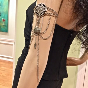 Upper Arm Bracelet, Handmade Silver Color Arm Chains, Body Jewelry ...