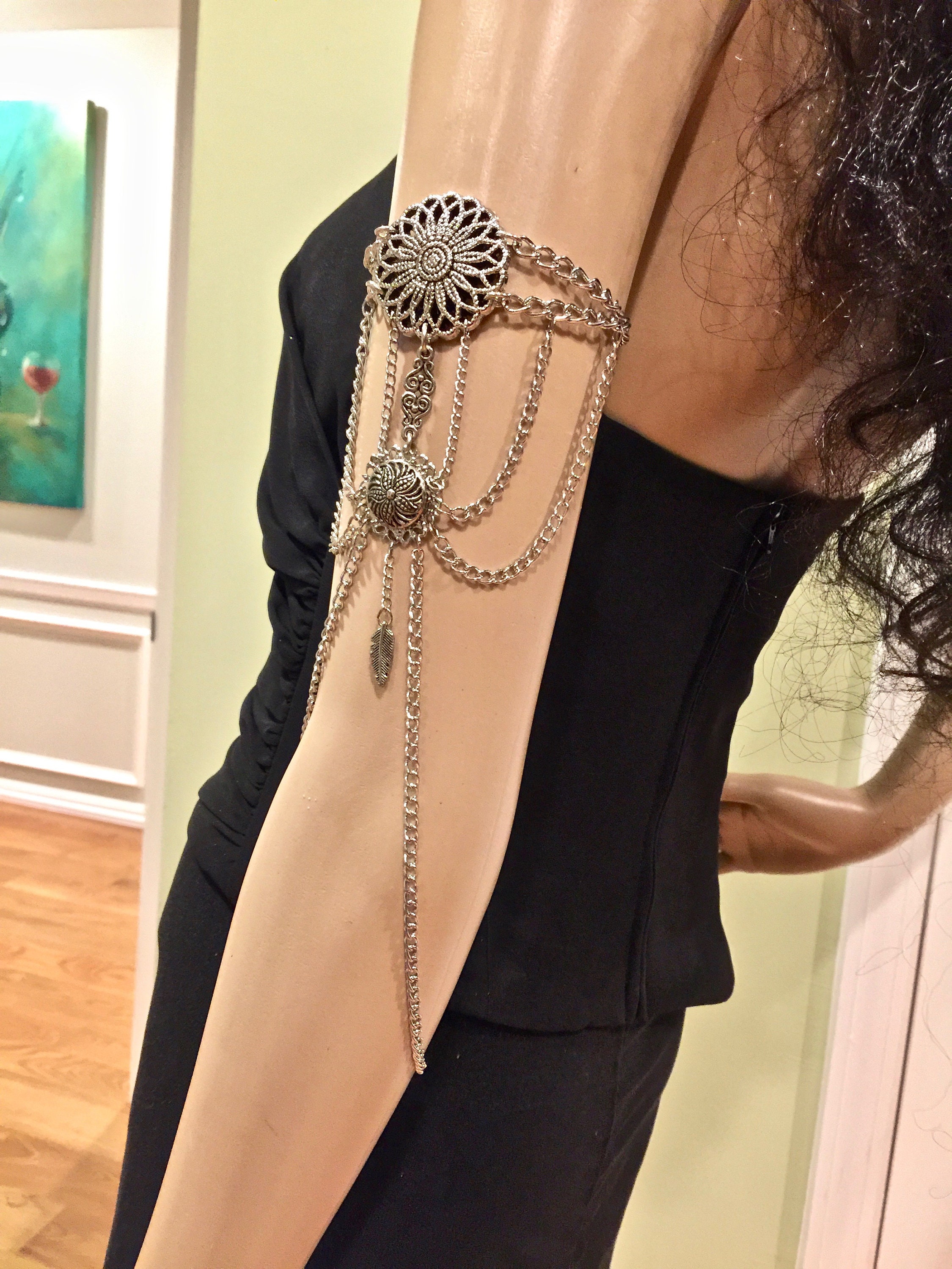 Upper Arm Bracelet Handmade Silver Color Arm Chains Body - Etsy UK