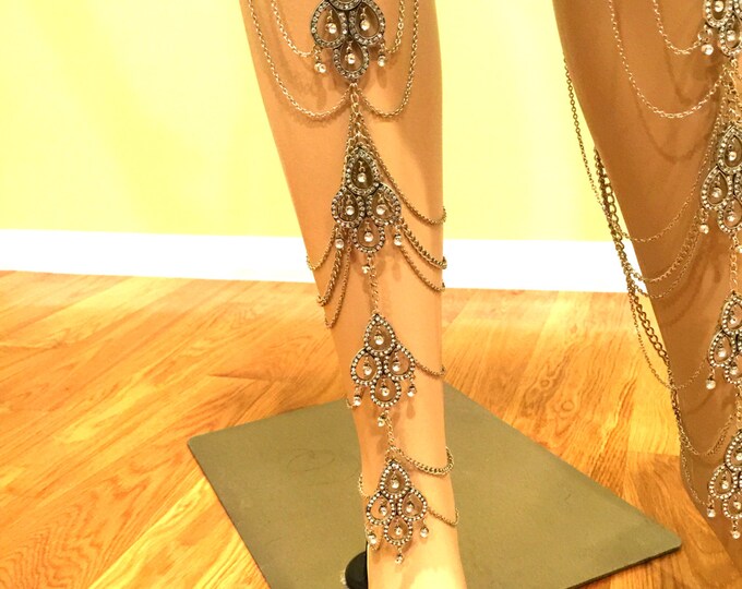Body Leg Jewelry. Leg Chains. Leglet. Knee High Silver Metal Jewelry ...