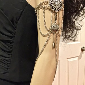 Upper Arm Bracelet, Handmade Silver Color Arm Chains, Body Jewelry ...