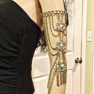 Silver Tone Draped Upper Arm Bracelet, Handmade Armband, Unisex Arm ...