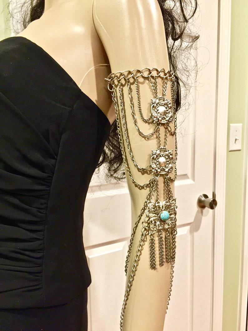 Silver Tone Draped Upper Arm Bracelet, Handmade Armband, Unisex Arm ...
