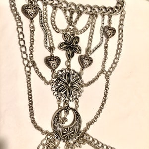 Unisex Arm Band, Handmade Arm Chains, Silver Metal Body Jewelry, Draped ...