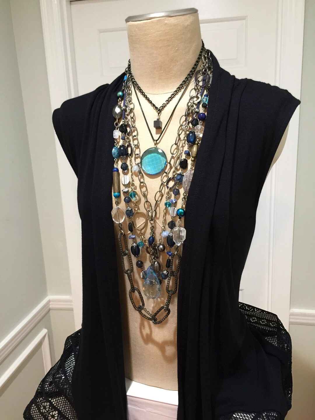 Set of Six Independent Long Chunky Modern Elegant Statement Necklaces ...