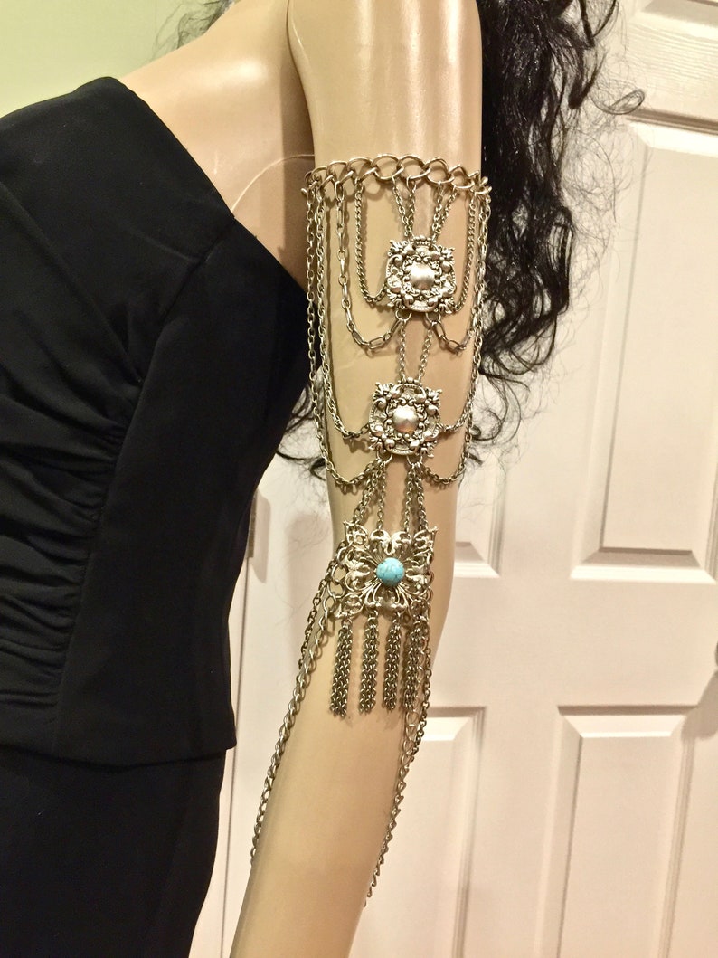 Silver Tone Draped Upper Arm Bracelet, Handmade Armband, Unisex Arm ...