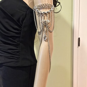 Silver Metal Arm Chains Body Jewelry Handmade Armband Armlet. Upper Arm ...