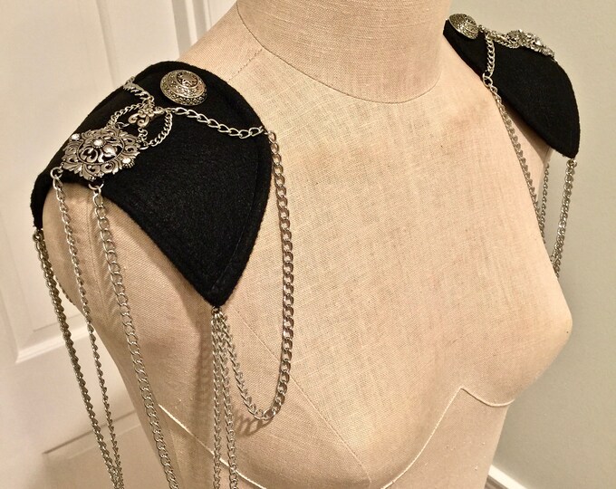 A Set of Silver Color Epaulets. Shoulder Chains Jewelry. Shoulder ...