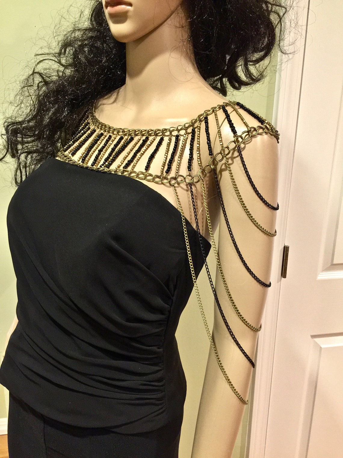 Black & Bronze Shoulder Jewelry. Handmade Draped Shoulder - Etsy