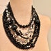 Multi Strand Black Messy Statement Necklace, Handmade Jewelry, Multiple ...