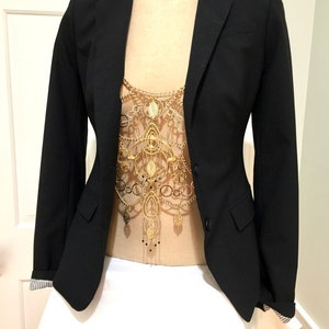 Gold Tone Metal Shirt Shoulder Necklace Handmade Chains - Etsy