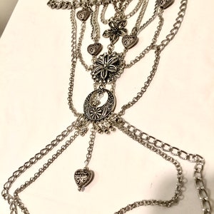 Unisex Arm Band, Handmade Arm Chains, Silver Metal Body Jewelry, Draped ...