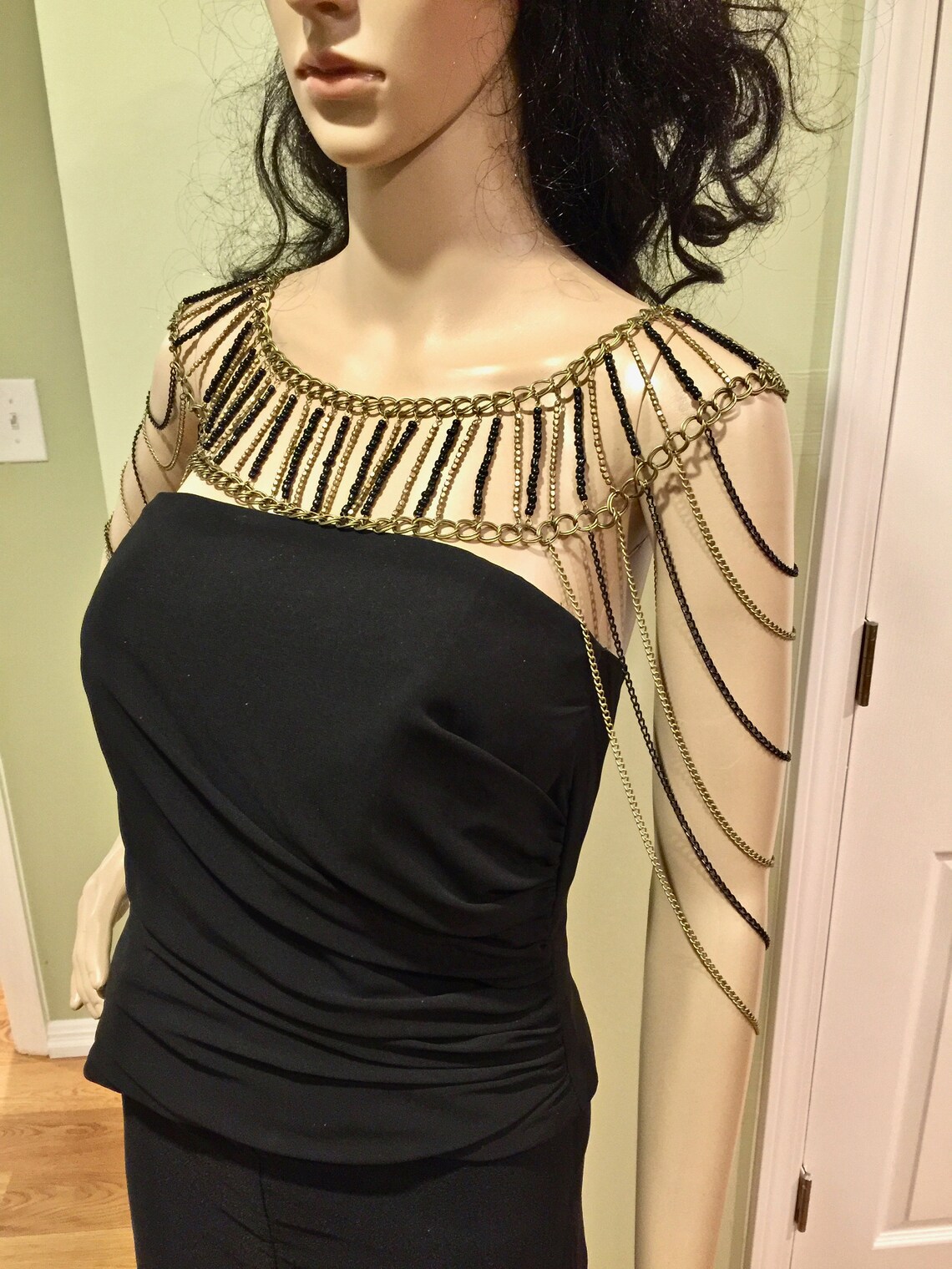 Black & Bronze Shoulder Jewelry. Handmade Draped Shoulder - Etsy