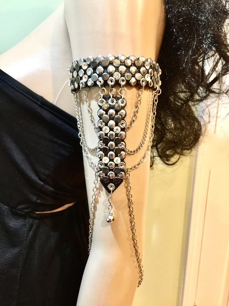 Studded Black Faux Leather Armand Silver Metal Studs Chains - Etsy