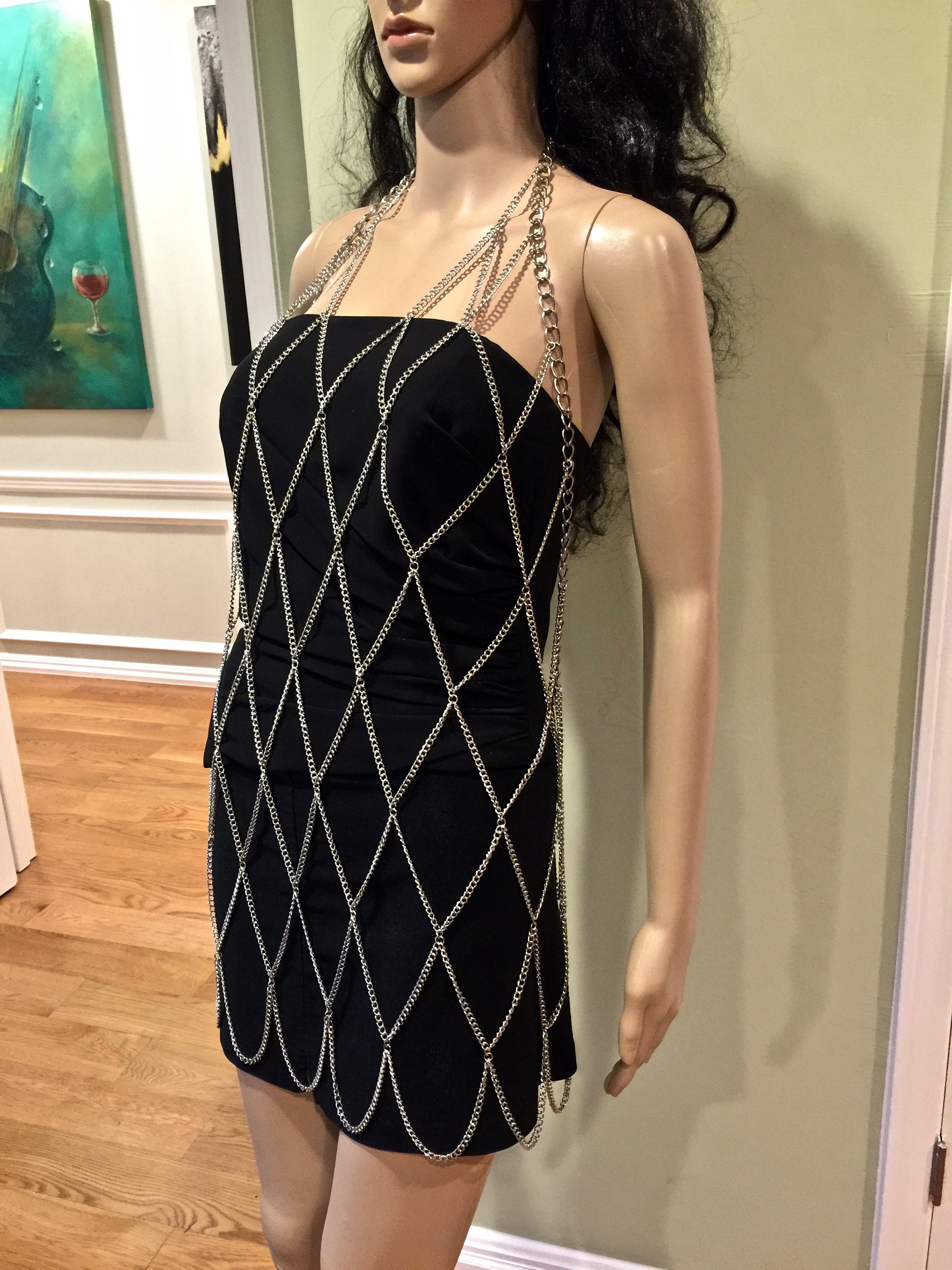 Silver Metal Sexy Dress. Chains Dress. Shoulder Jewelry. Chain - Etsy ...