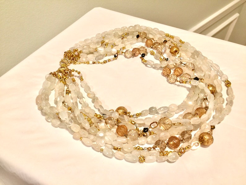 10 Strands Chunky Necklace Multistrand Multicolor Messy - Etsy