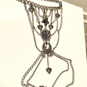 Unisex Arm Band, Handmade Arm Chains, Silver Metal Body Jewelry, Draped ...