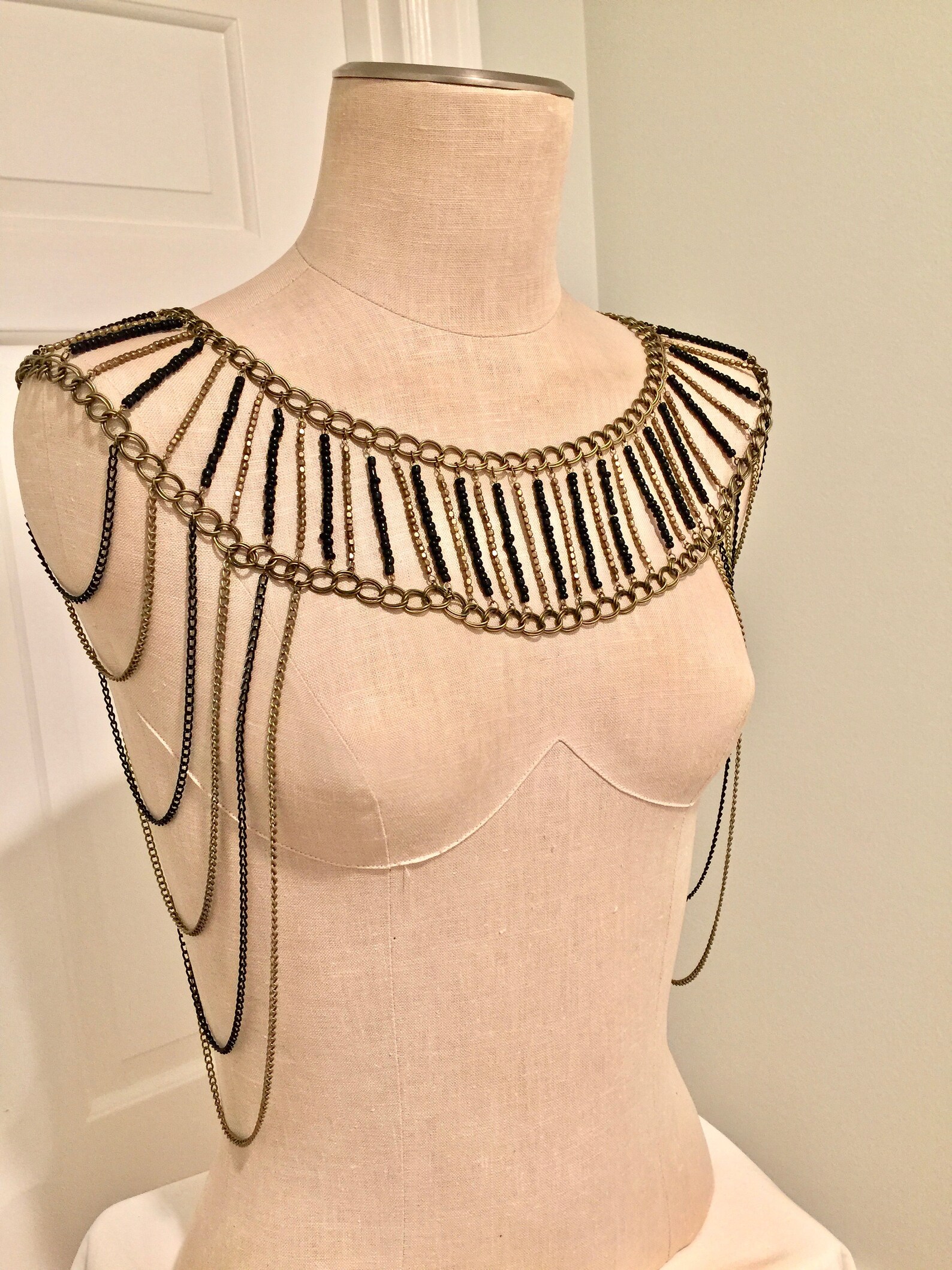 Black & Bronze Shoulder Jewelry. Handmade Draped Shoulder - Etsy