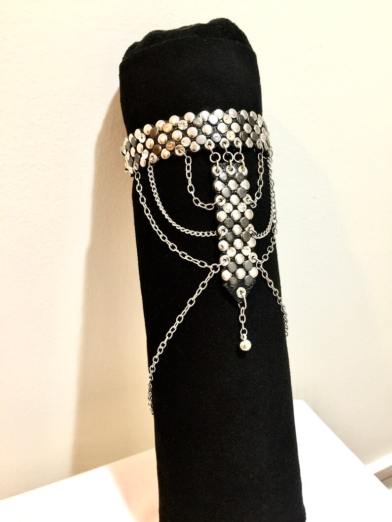 Studded Black Faux Leather Armand Silver Metal Studs Chains - Etsy