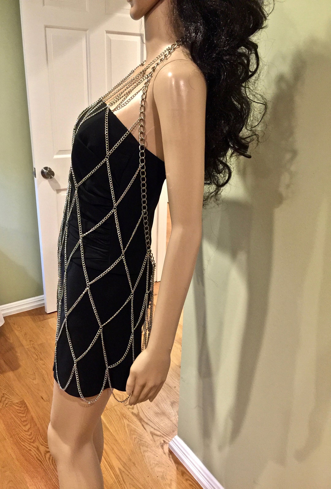 Silver Metal Sexy Dress. Chains Dress. Shoulder Jewelry. Chain Shirt ...