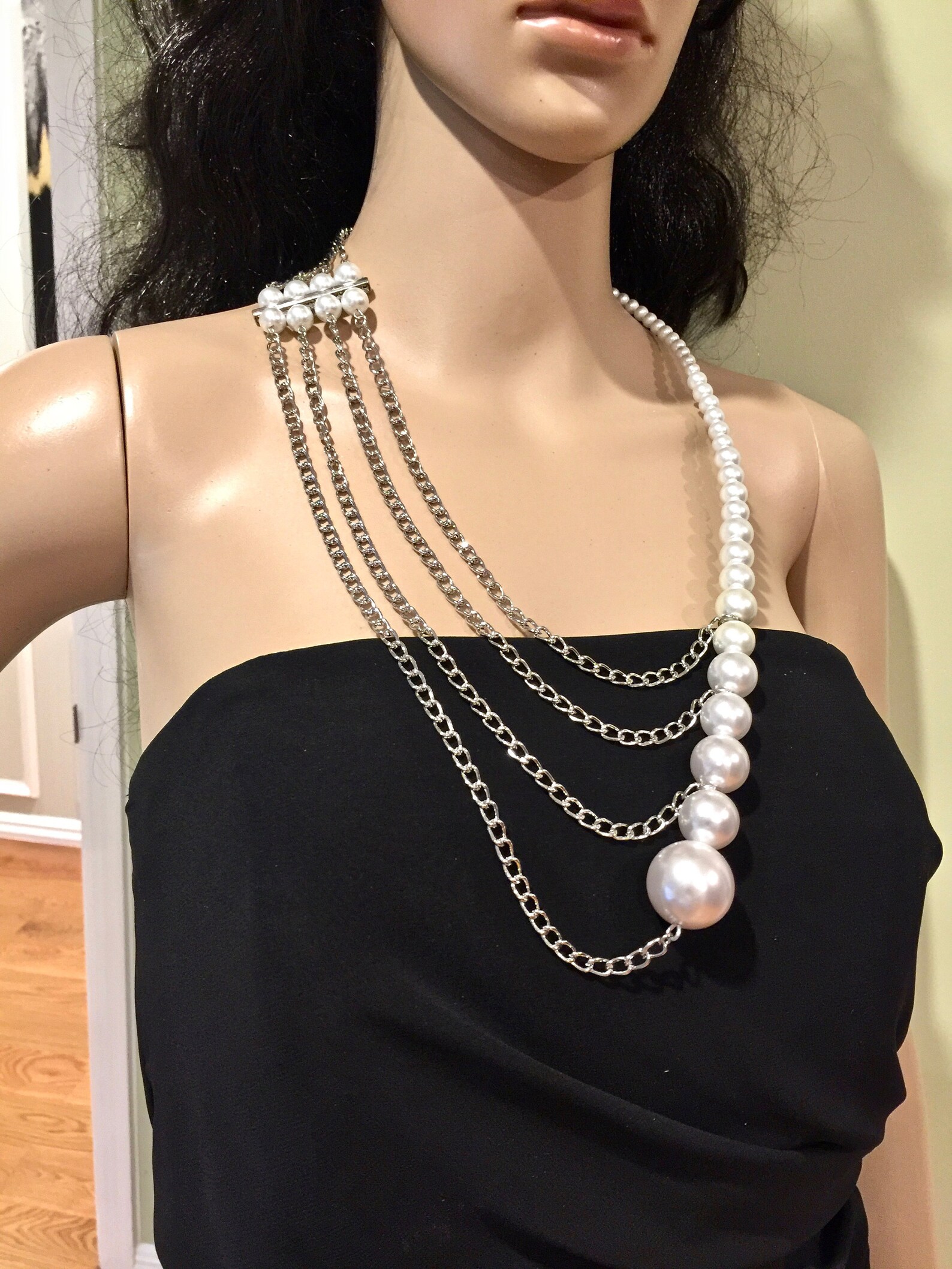 White Pearl Necklace. Fashion Pearl Jewelry. Pearl Body | Etsy