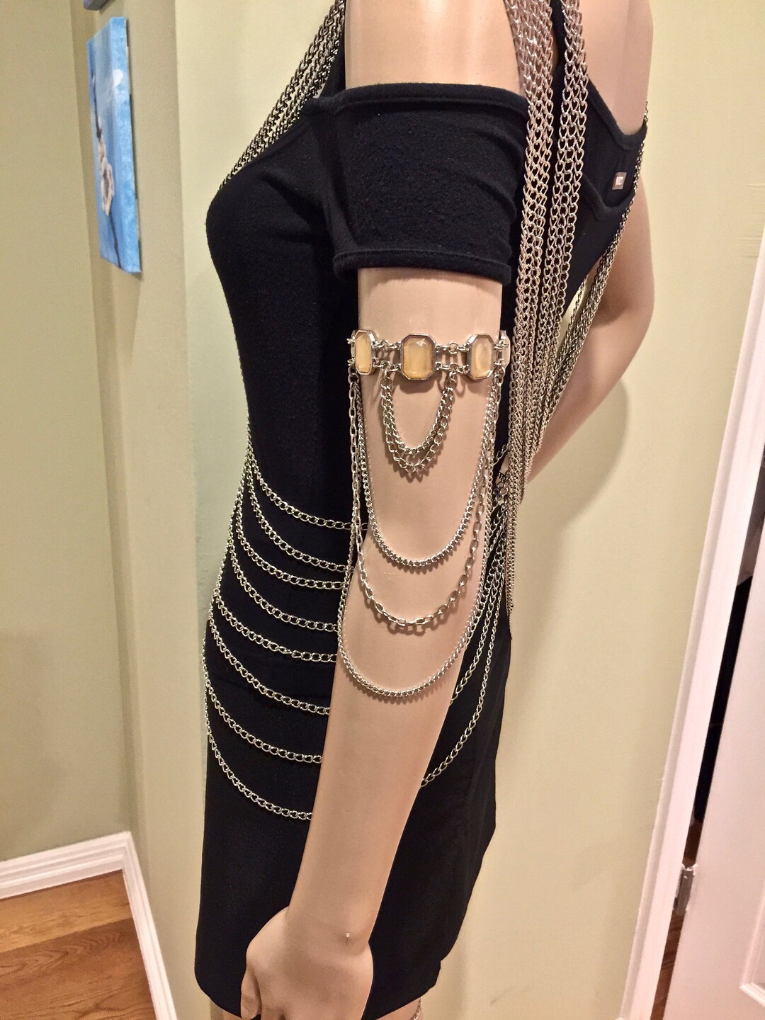 Transparent Tan Tone Armlet, Nickel Free Metal Arm Chain, Unisex Upper ...