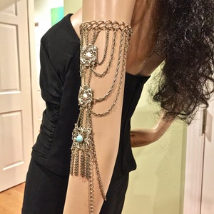 Silver Tone Draped Upper Arm Bracelet, Handmade Armband, Unisex Arm ...