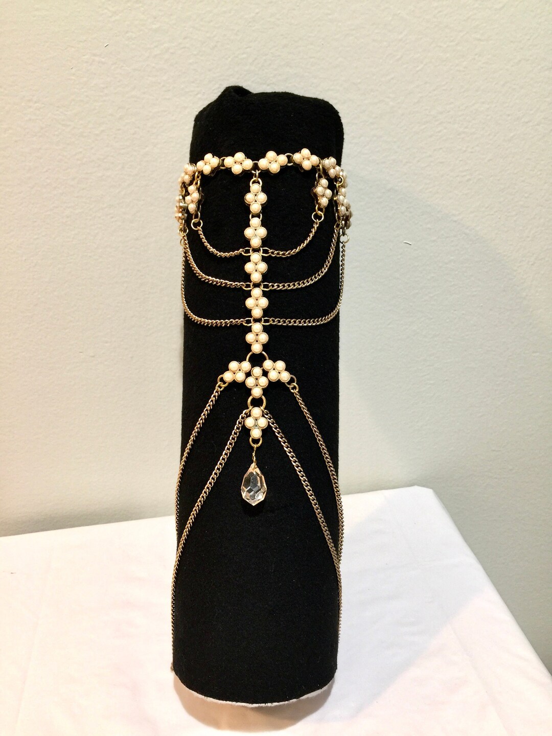 Pearls and Brass Armband, Handmade Upper Arm Bracelet, Arm Chains ...
