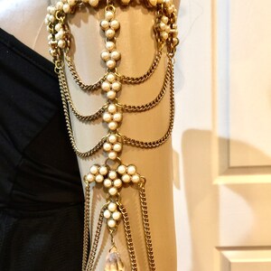 Pearls and Brass Armband, Handmade Upper Arm Bracelet, Arm Chains ...