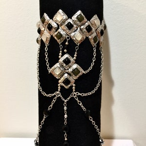 Silver Black Arm Chains, Handmade Armband, Upper Arm Bracelet, Draped ...