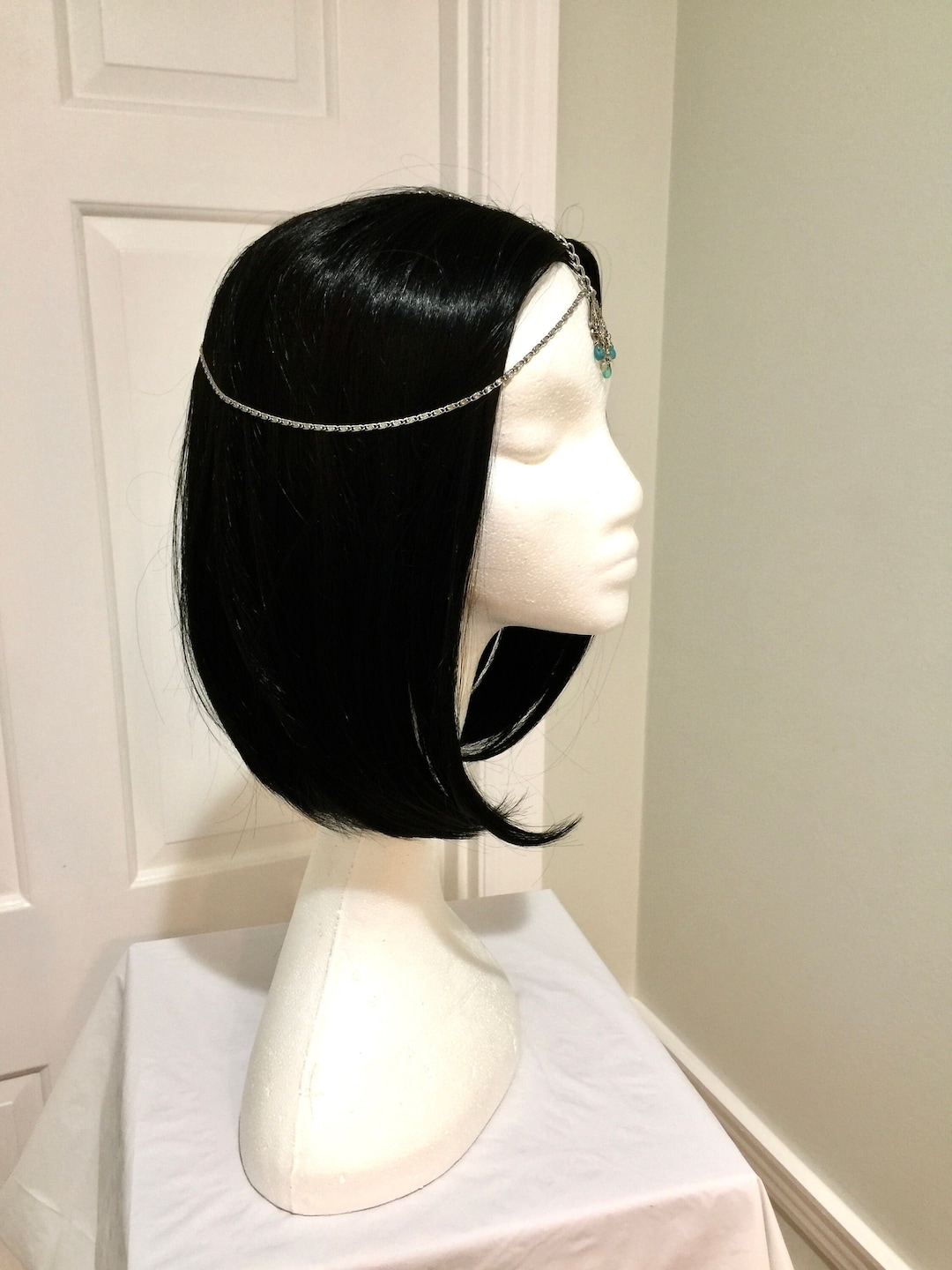 Boho Forehead Hair Accessory, Turquoise Silver Tone Headpiece, Handmade ...