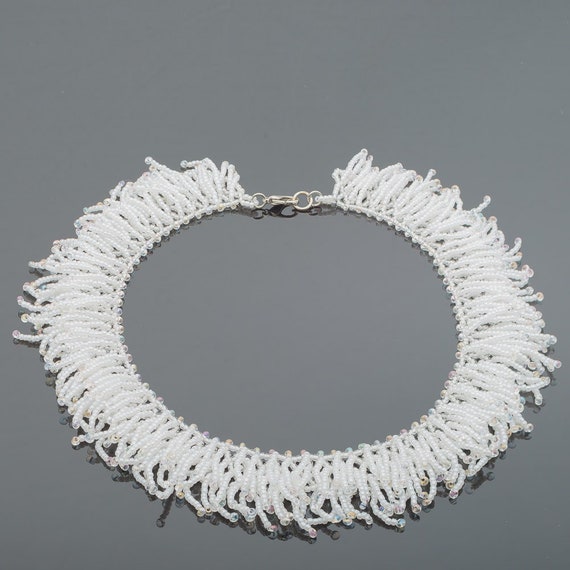 White Necklace White Bridal Necklace Statement Necklace - Etsy