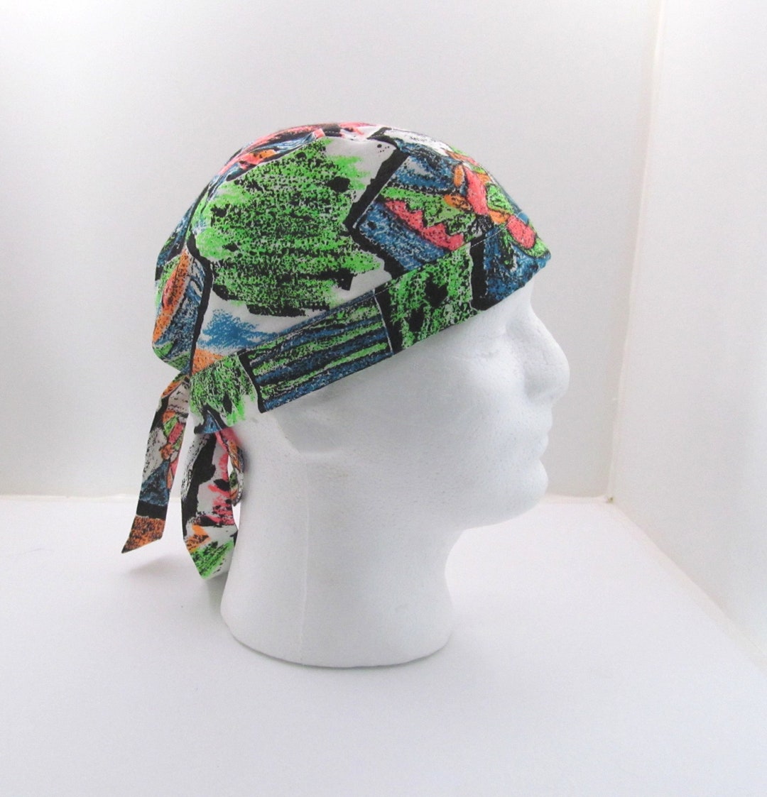 Do Rag Bright Color Surfer Surfing Print Cotton Biker Skull Cap Doo Rag ...