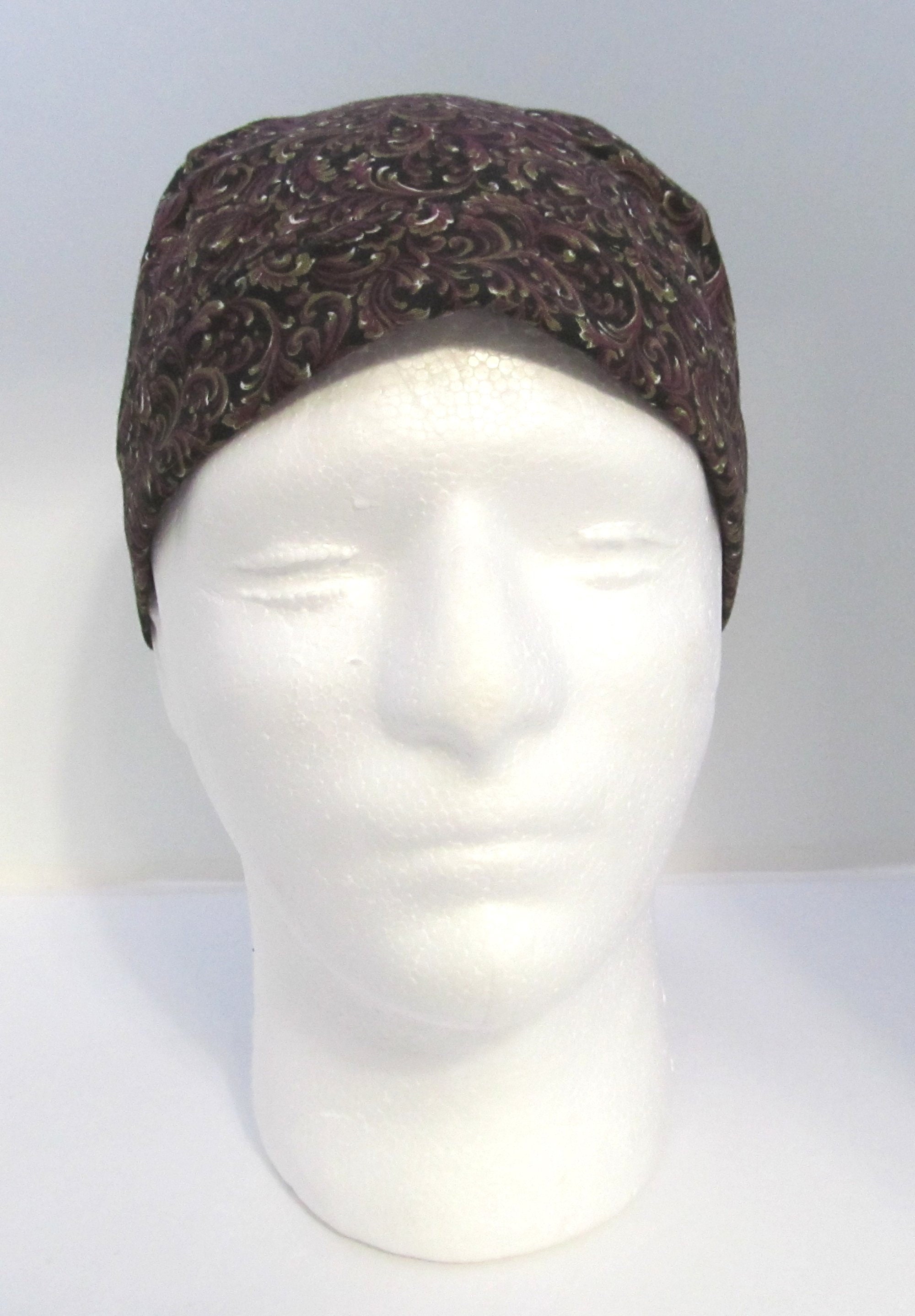 Do Rag Burgundy, Green and Black Swirl Print Cotton Biker Skull Cap Doo ...
