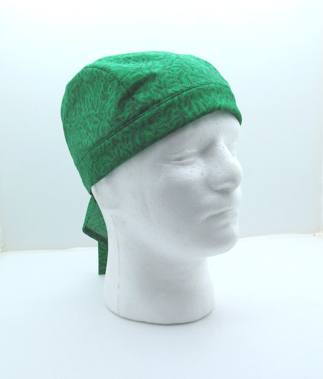 Do Rag Green Pine Branch Print Cotton Biker Skull Cap Doo Rag - Etsy