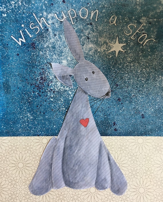 Star Gazing Hare DIGITAL Download Mixed media Hare Nursery | Etsy